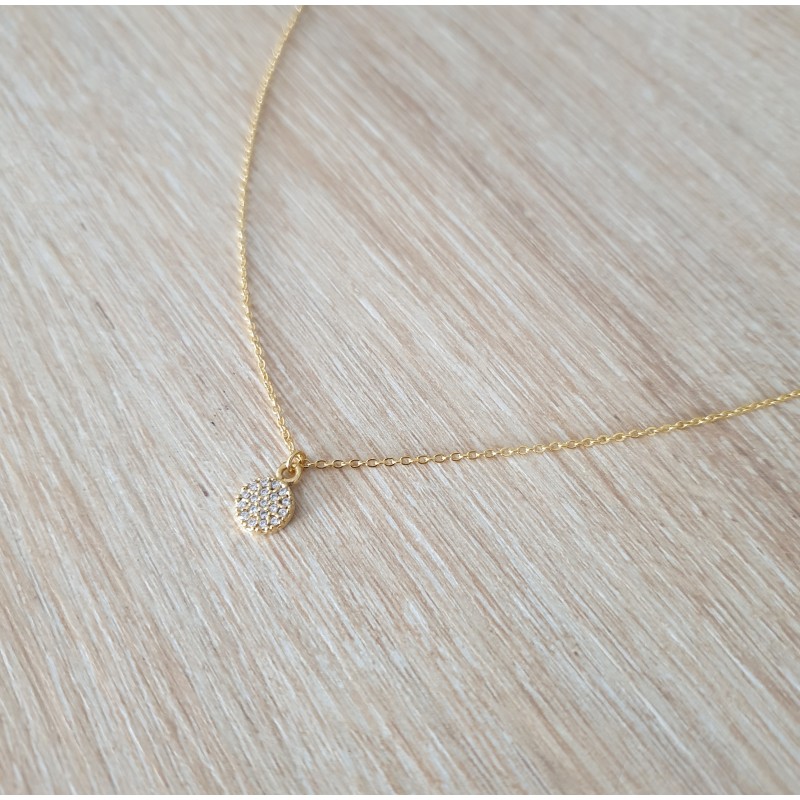 Collier fin plaqué or strass fait-main