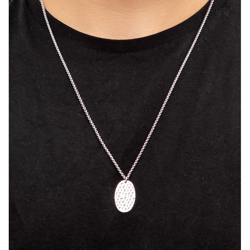 Collier Homme Médaille Martelée